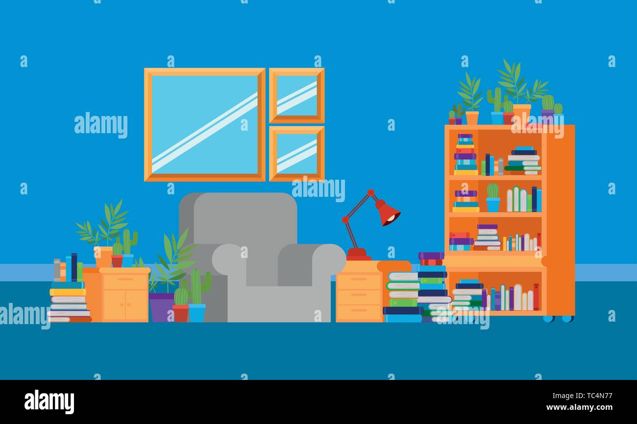 Home study room with books design Stock Vector Image & Art - Alamy