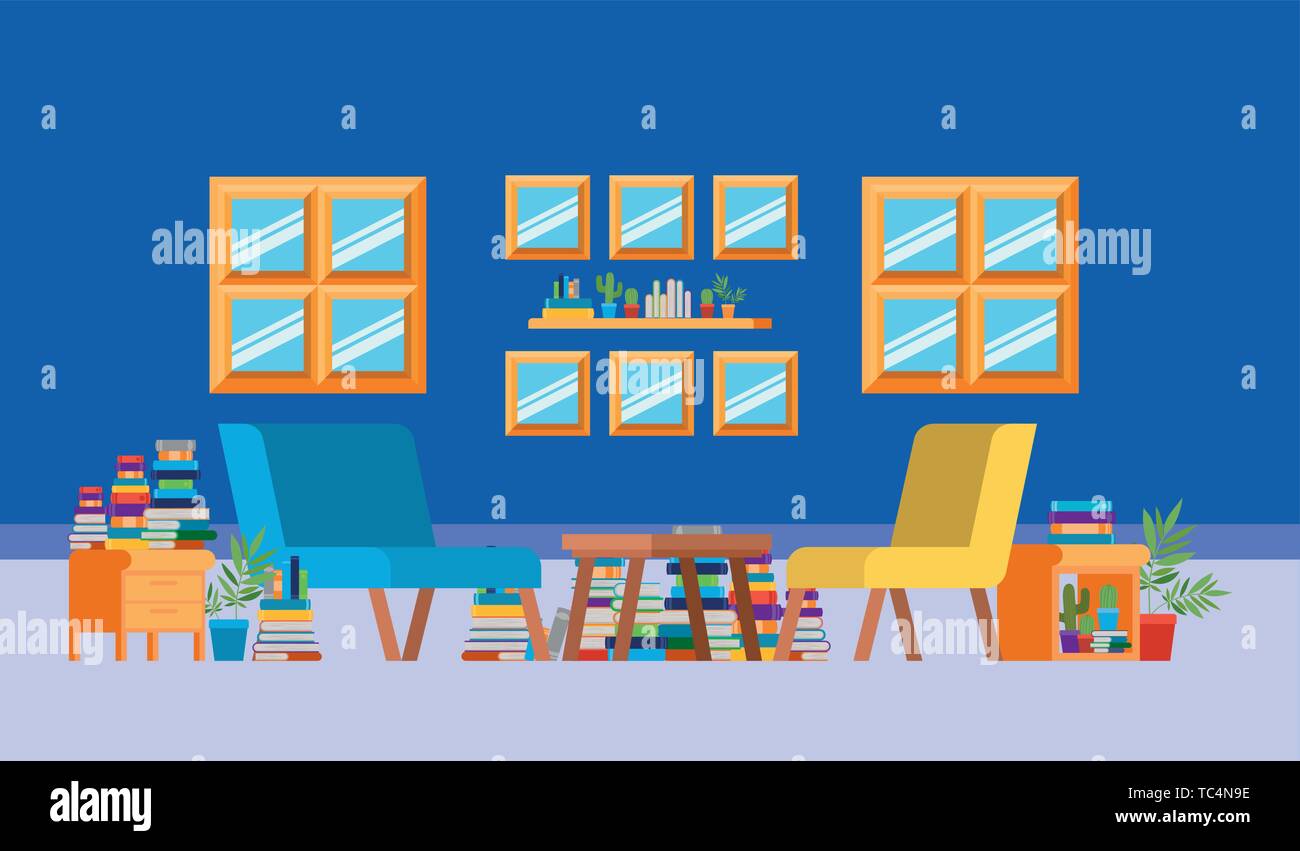 Home study room with books design Stock Vector Image & Art - Alamy
