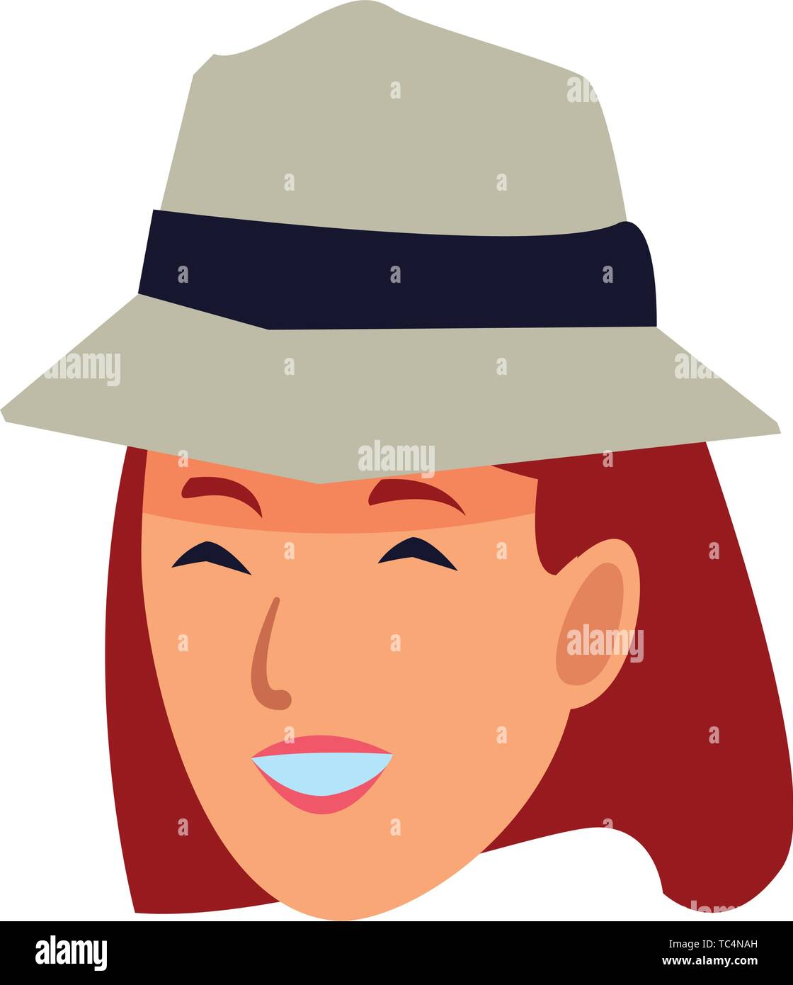Woman with hat smiling face cartoon vector illustration Stock Vector ...