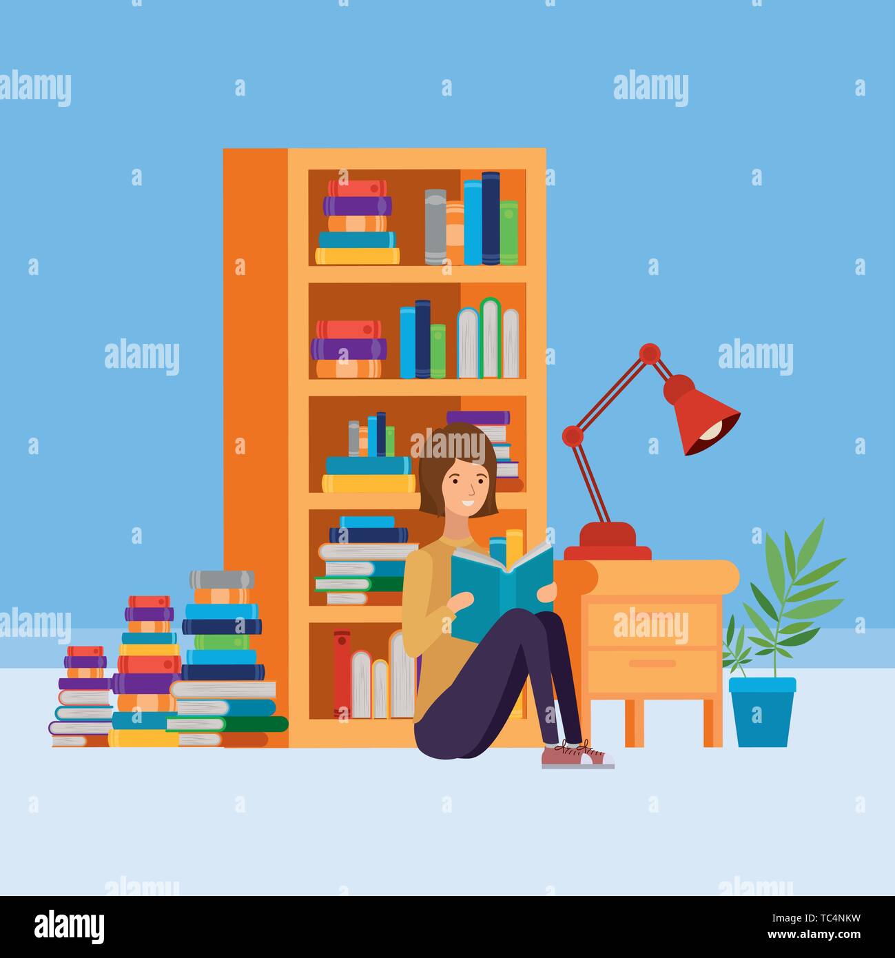 Home study room with books design Stock Vector Image & Art - Alamy