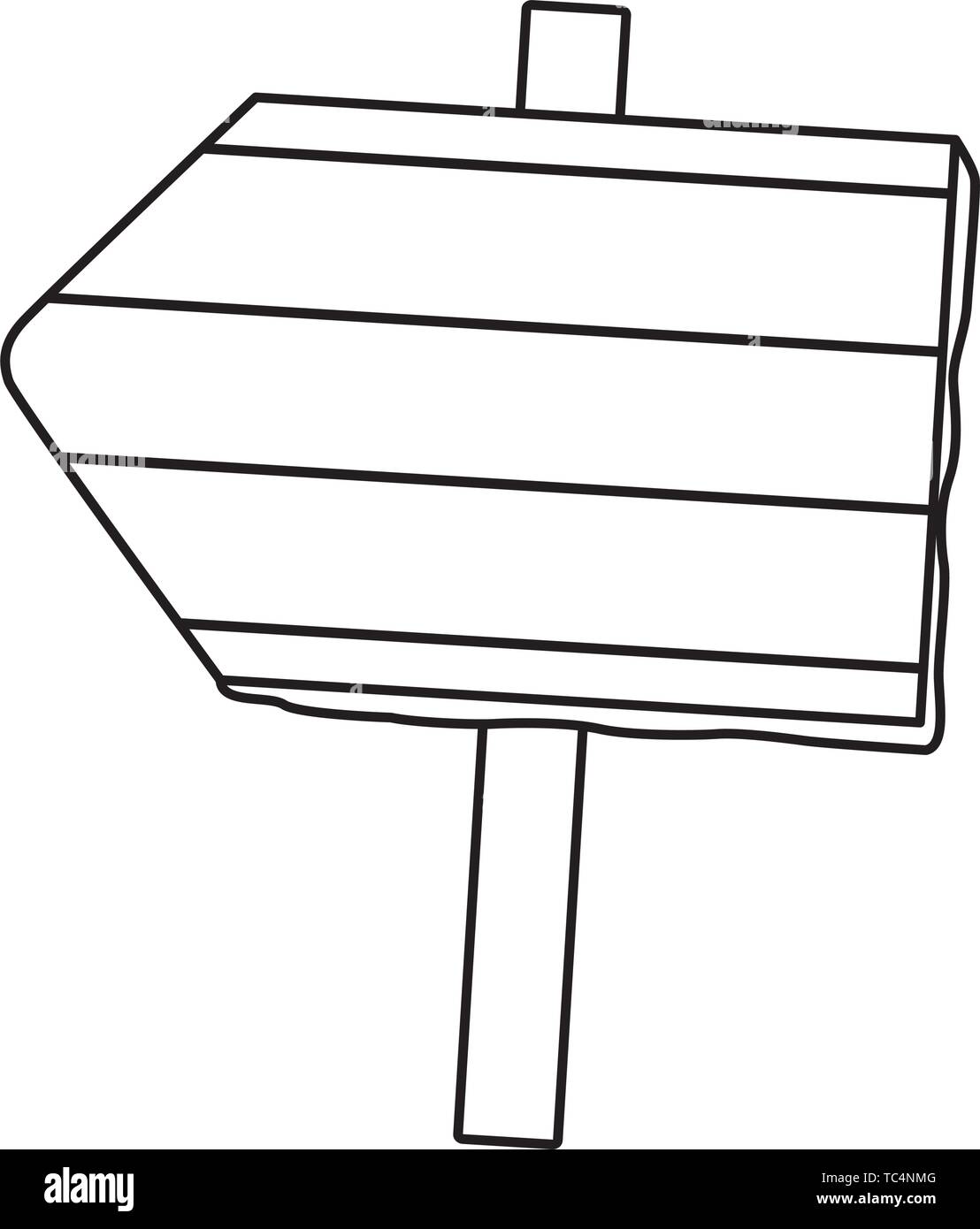 wooden sign icon cartoon isolated black and white Stock Vector Image ...