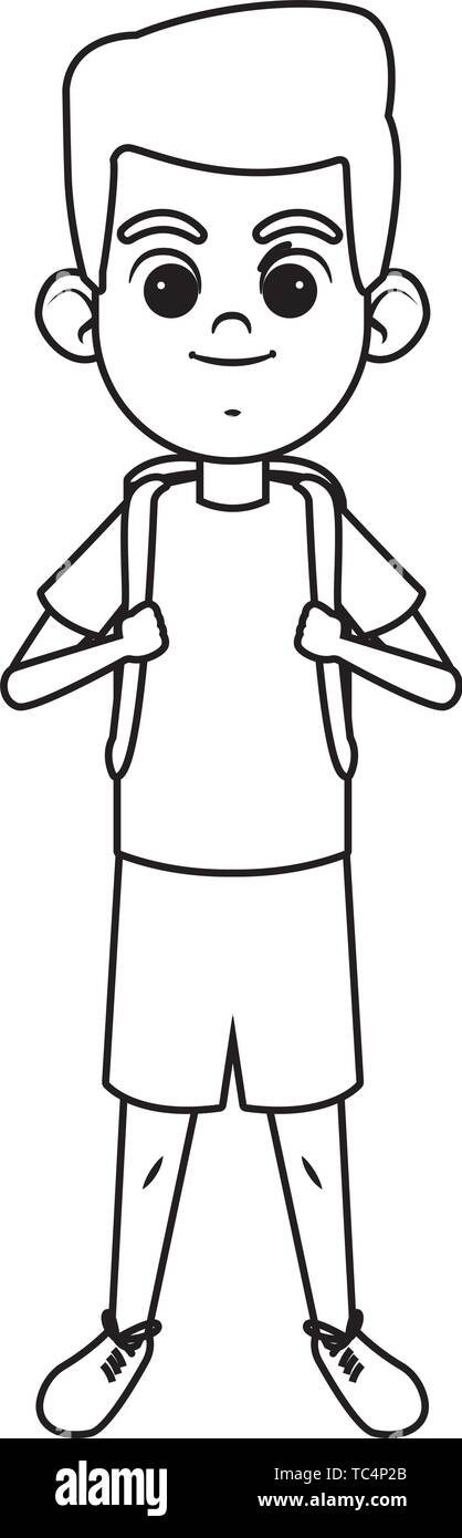 young kid avatar carton character black and white Stock Vector Image ...