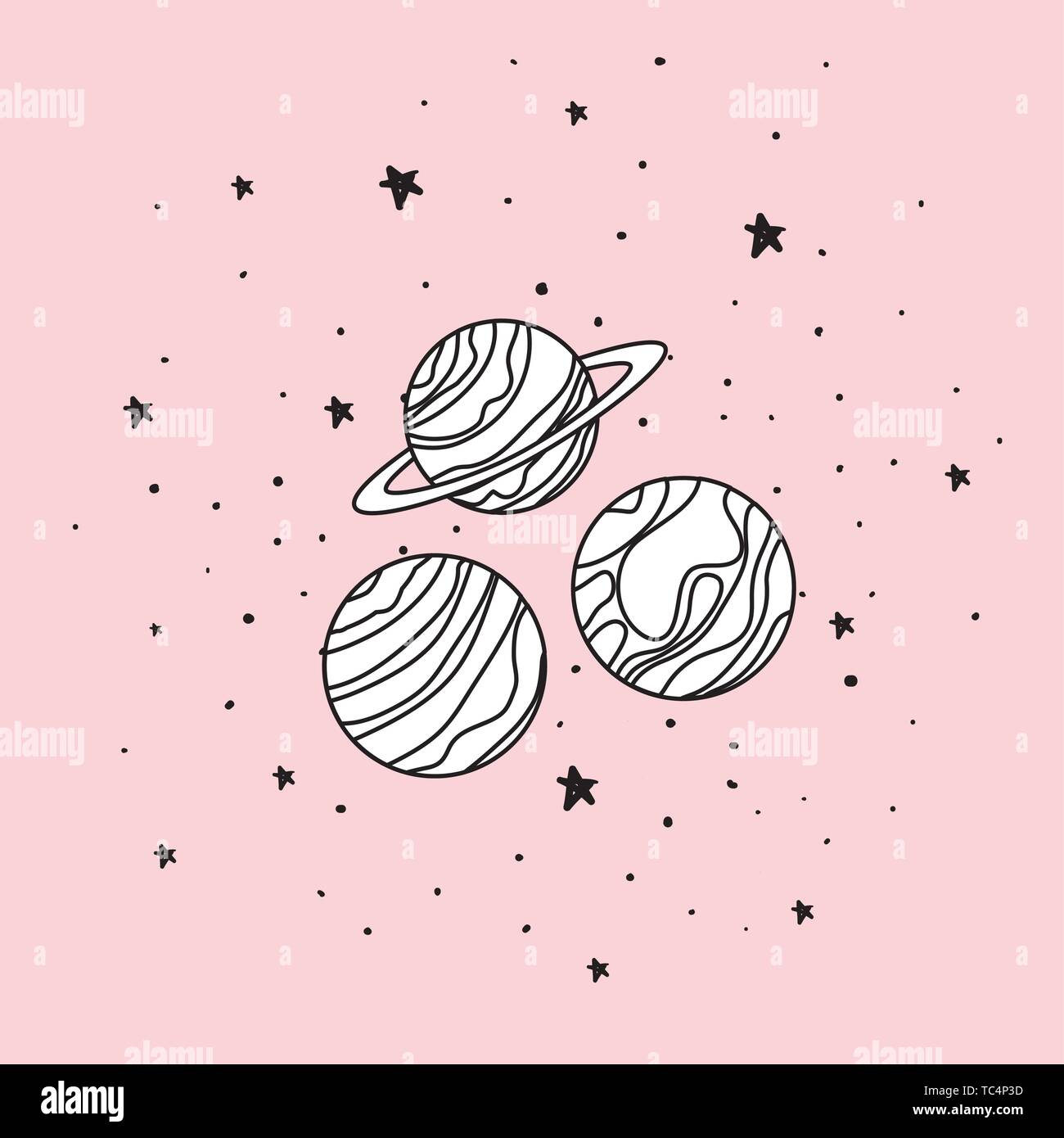Planets and stars in the space design vector illustration Stock Vector ...