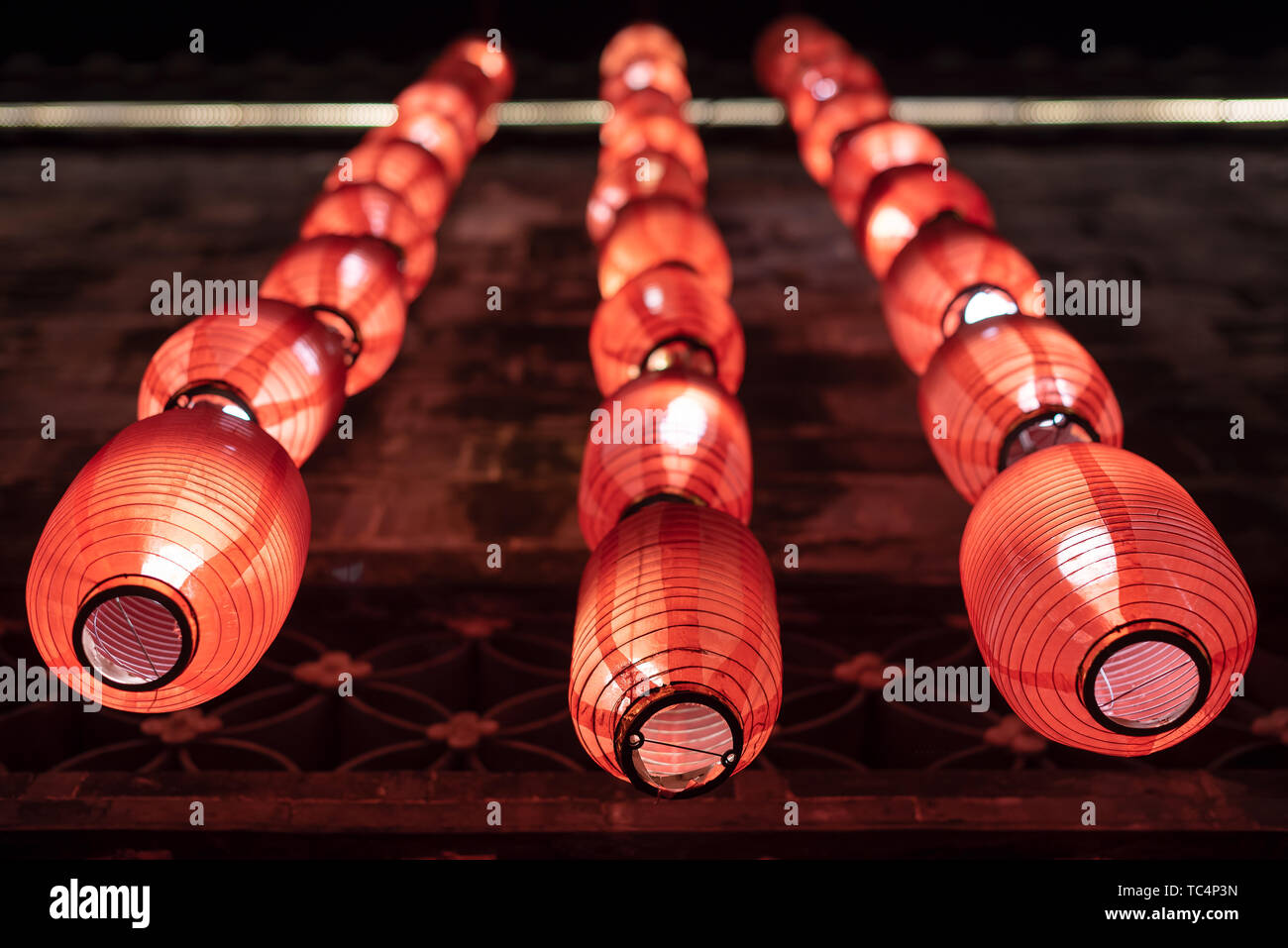 Red lanterns at night Stock Photo - Alamy