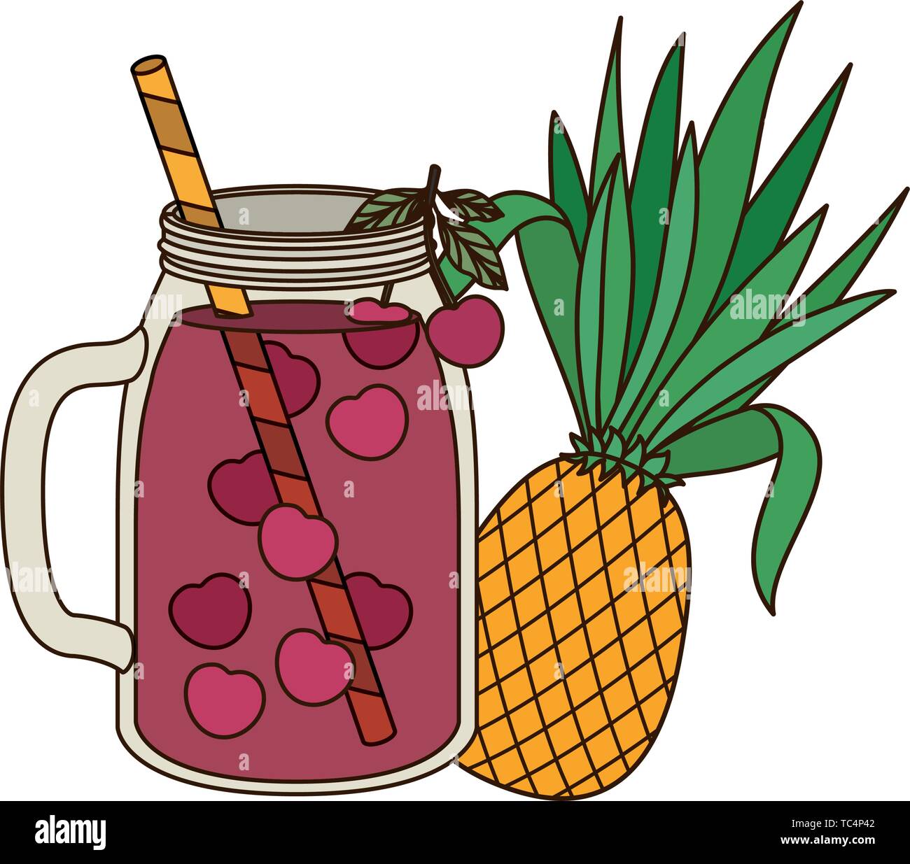 Refreshing tropical cocktail pineapple Stock Vector Images - Alamy