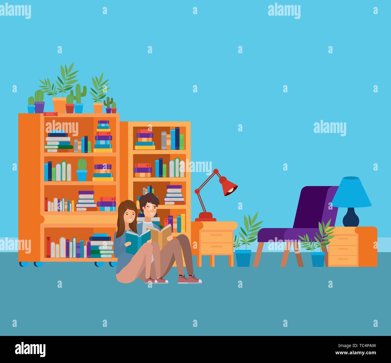 Home study room with books design Stock Vector Image & Art - Alamy