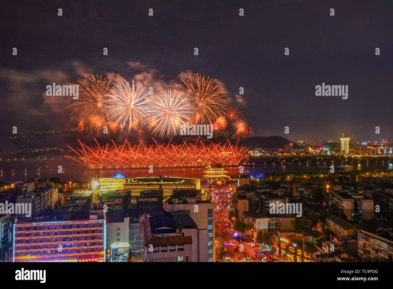 Fireworks in Orange Island, Changsha Stock Photo - Alamy