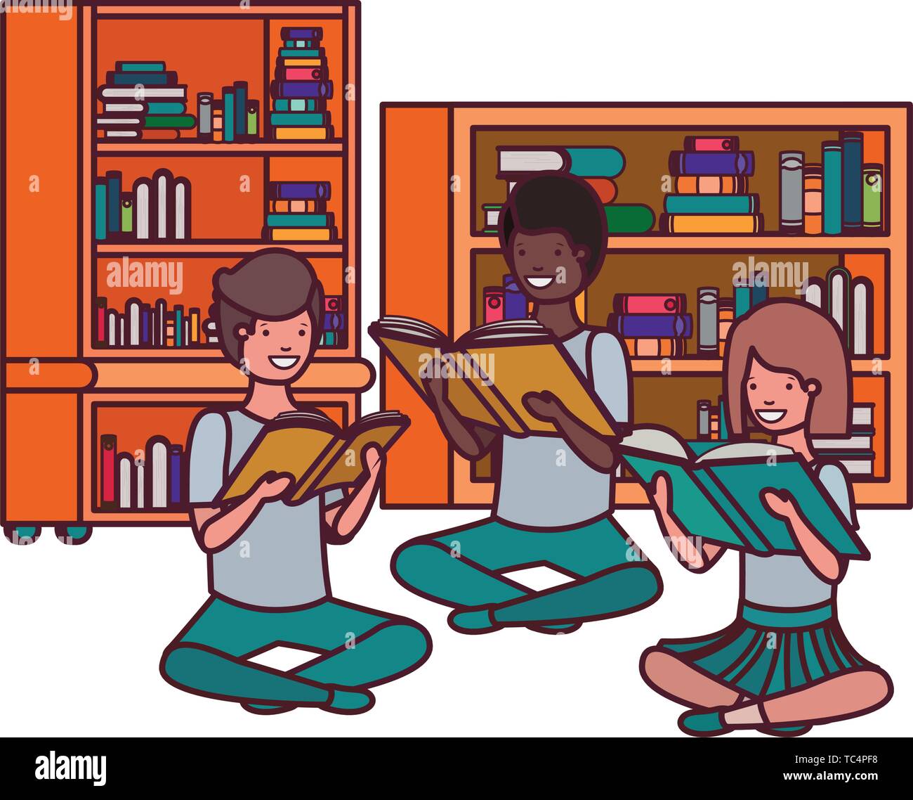 group of student with reading book Stock Vector Image & Art - Alamy