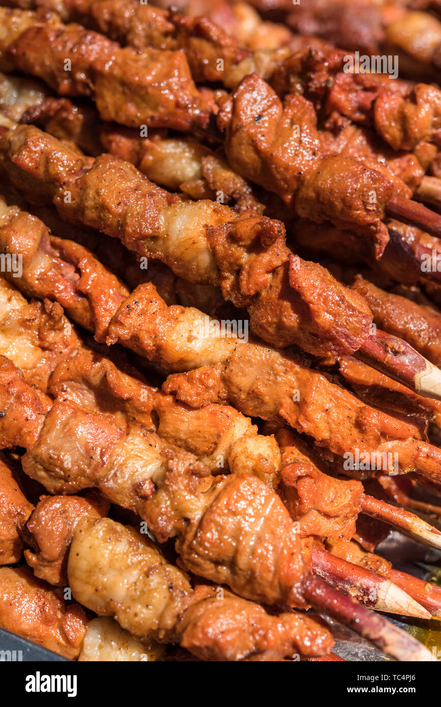 Chinese snack red willow kebab close-up Stock Photo - Alamy