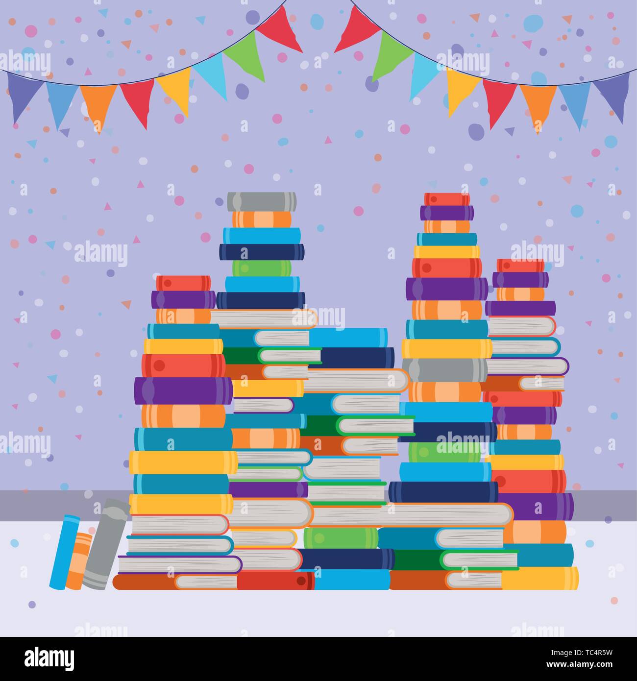 Group of books and pennant design Stock Vector Image & Art - Alamy