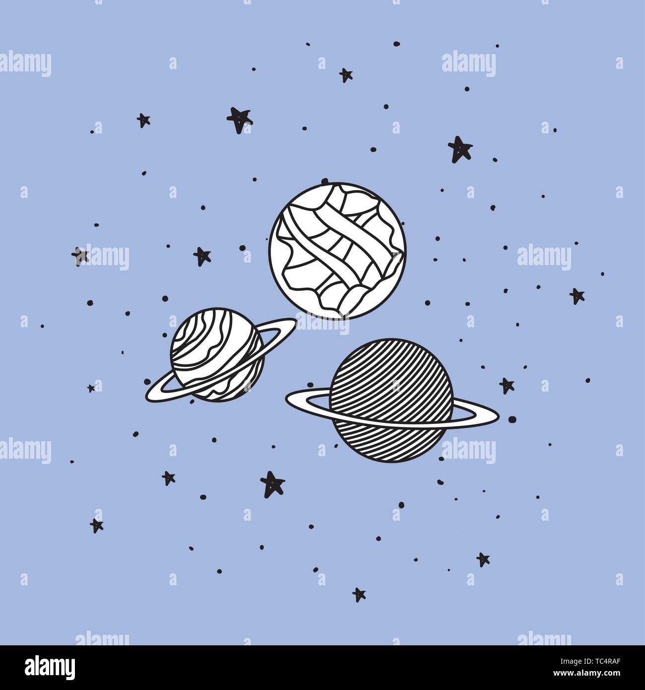 Three planets in the space design Stock Vector Image & Art - Alamy