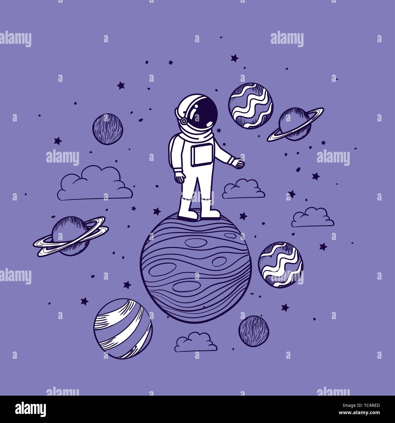 Astronaut In Space Drawing