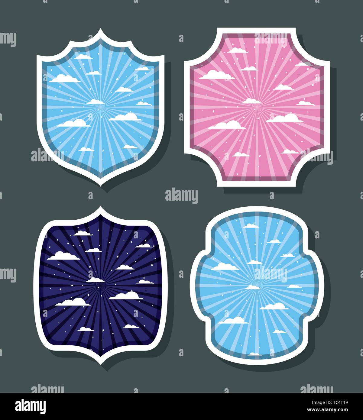 Striped and clouds design inside set of labels Stock Vector Image & Art ...