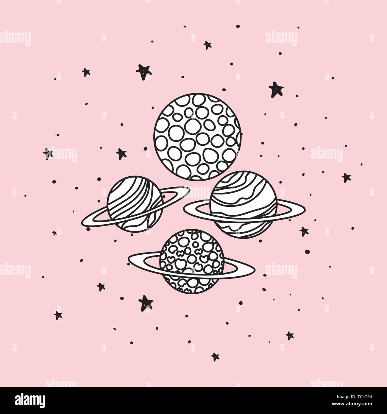 Three planets in the space design Stock Vector Image & Art - Alamy