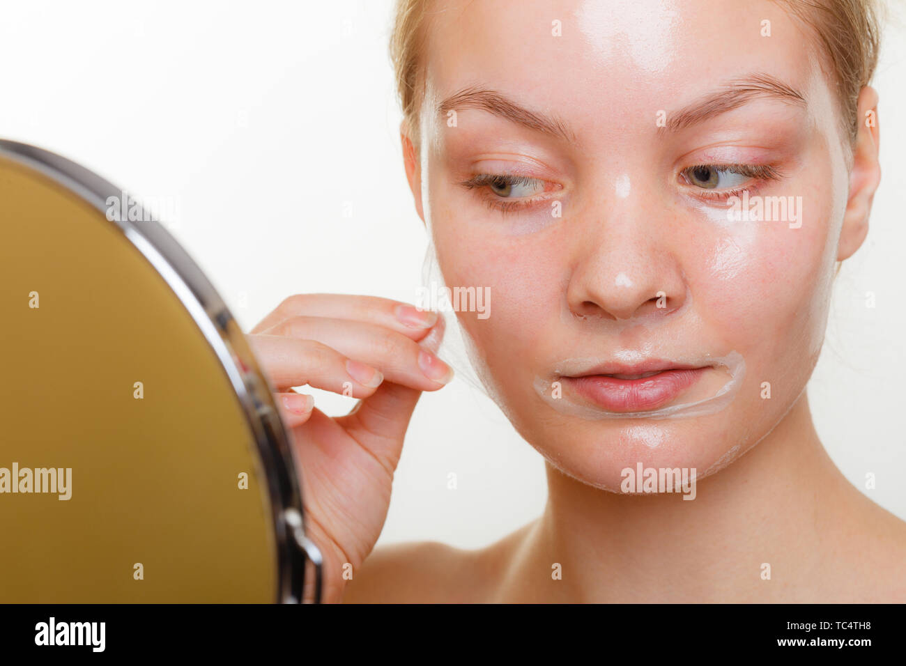 Beauty skin care cosmetics and health concept. Young woman face, girl ...