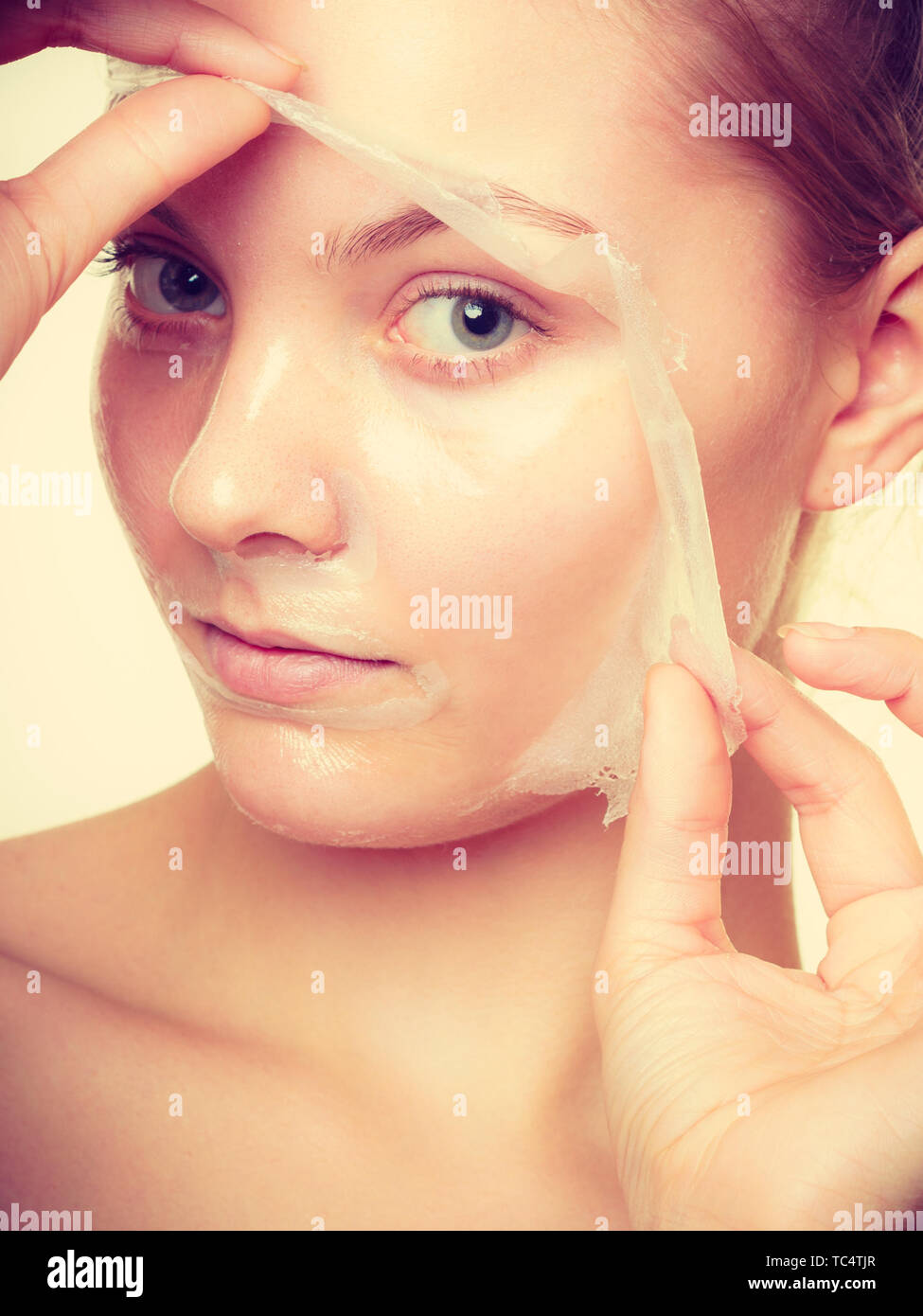 Beauty skin care cosmetics and health concept. Young woman face, girl ...