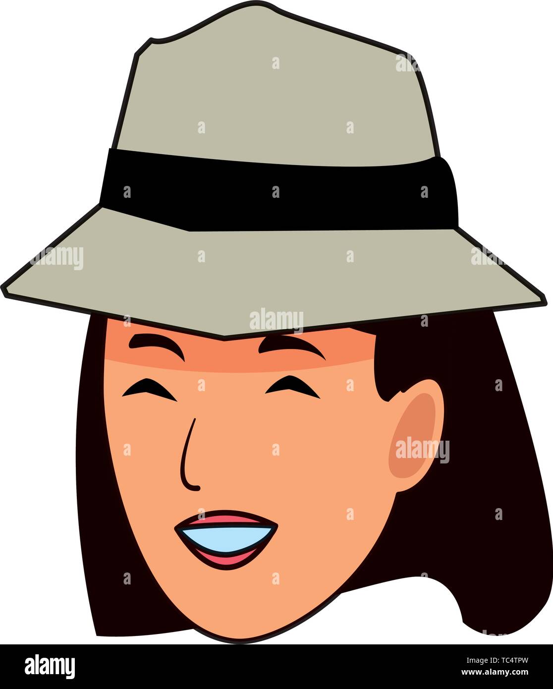 Woman with hat smiling face cartoon Stock Vector Image & Art - Alamy