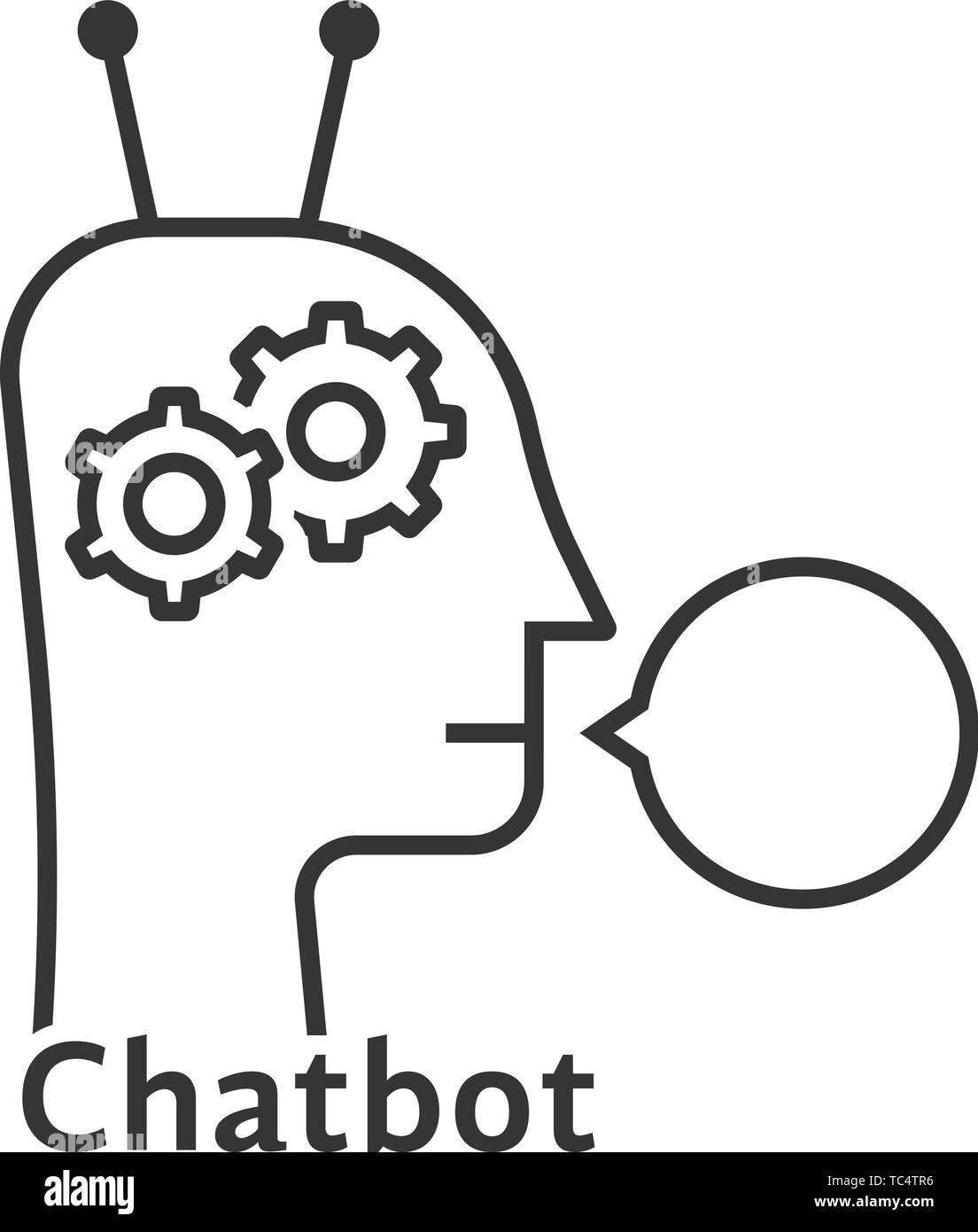 black thin line side view profile of chatbot Stock Vector Image & Art ...