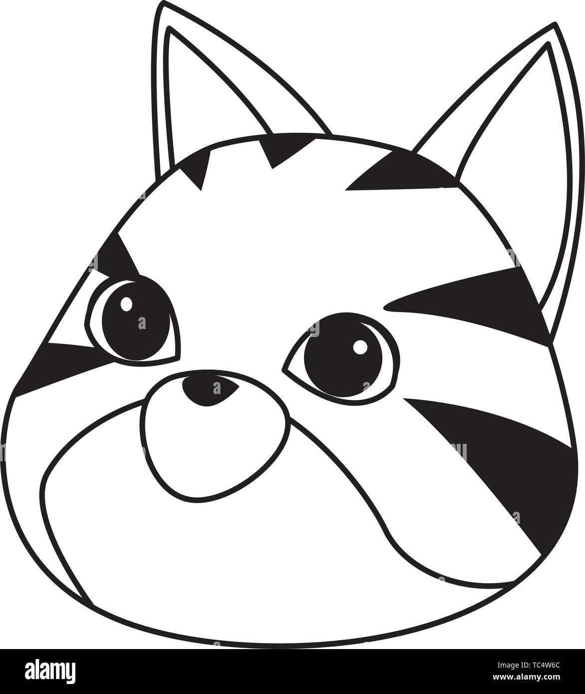 gray cat icon cartoon isolated black and white Stock Vector Image & Art ...