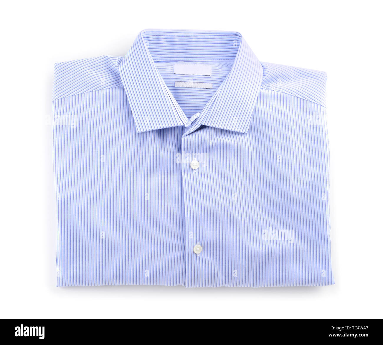 Shirt after dry-cleaning on white background Stock Photo - Alamy