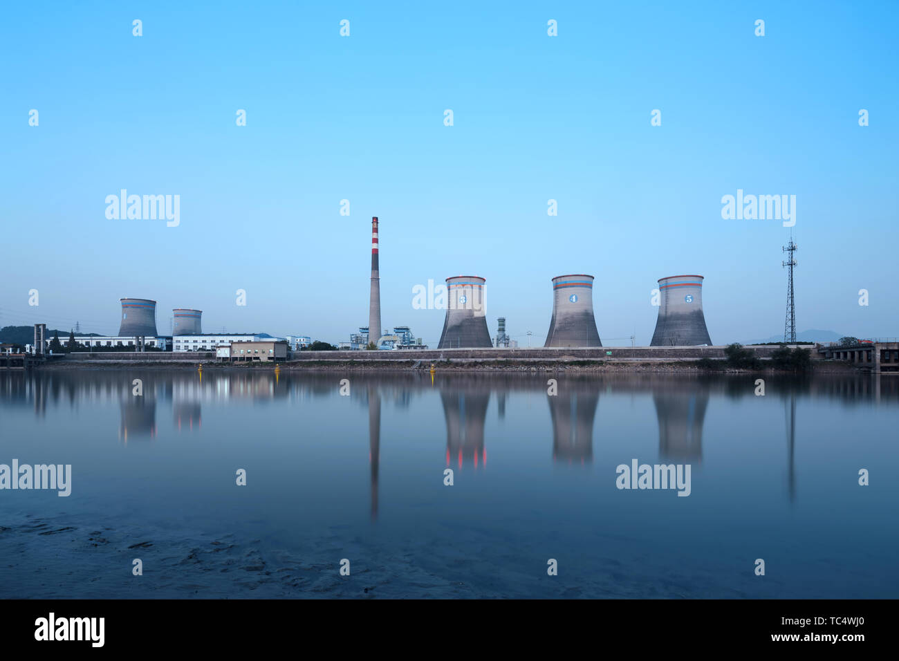 Power plant near river Stock Photo - Alamy