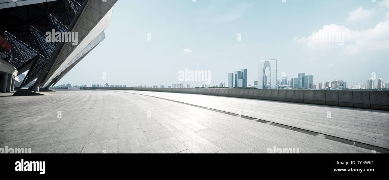 empty floor with modern cityscape and skyline Stock Photo - Alamy