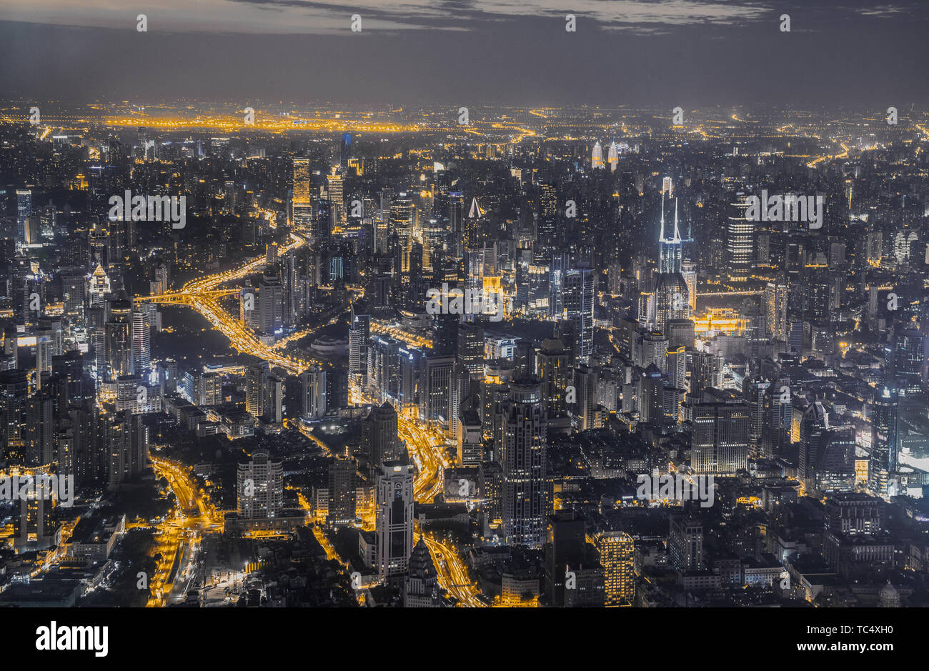 Asia, China Central Government Shanghai Blue Sky Baiyun Lower Pudong ...
