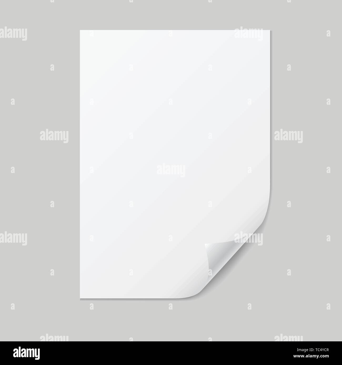 Realistic illustration of a sheet of A4 paper with folded corner and ...