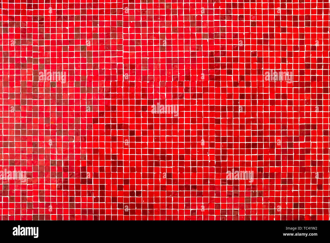 Old red tiled wall with small mosaic squares texture pattern background ...