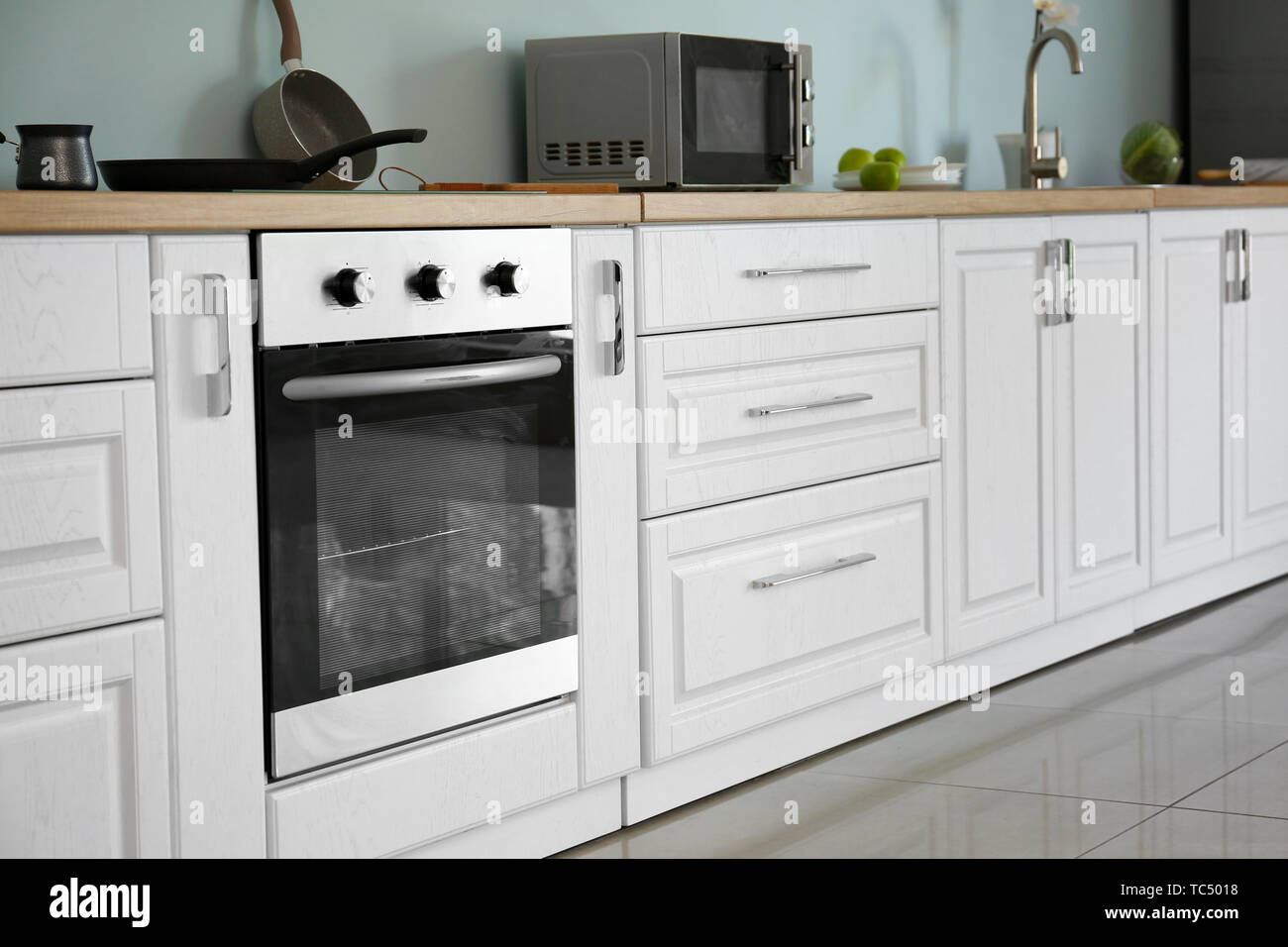 Interior of kitchen with modern oven Stock Photo - Alamy