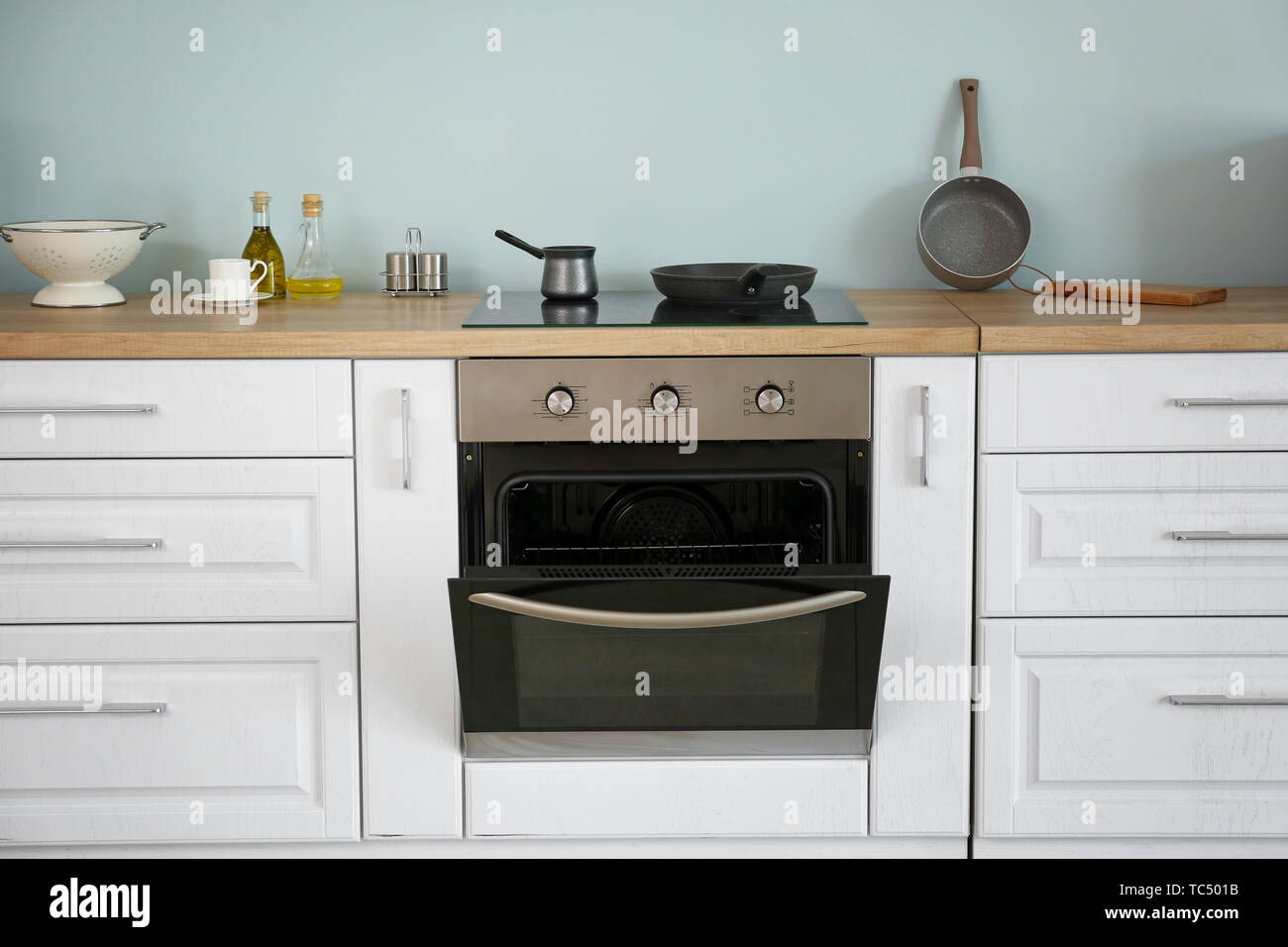 Interior of kitchen with modern oven Stock Photo - Alamy