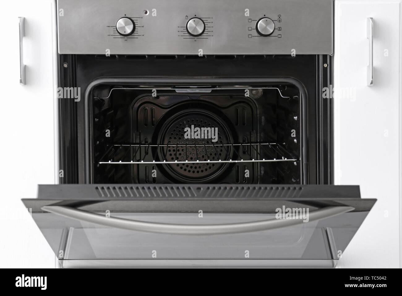 Open modern oven, closeup view Stock Photo - Alamy