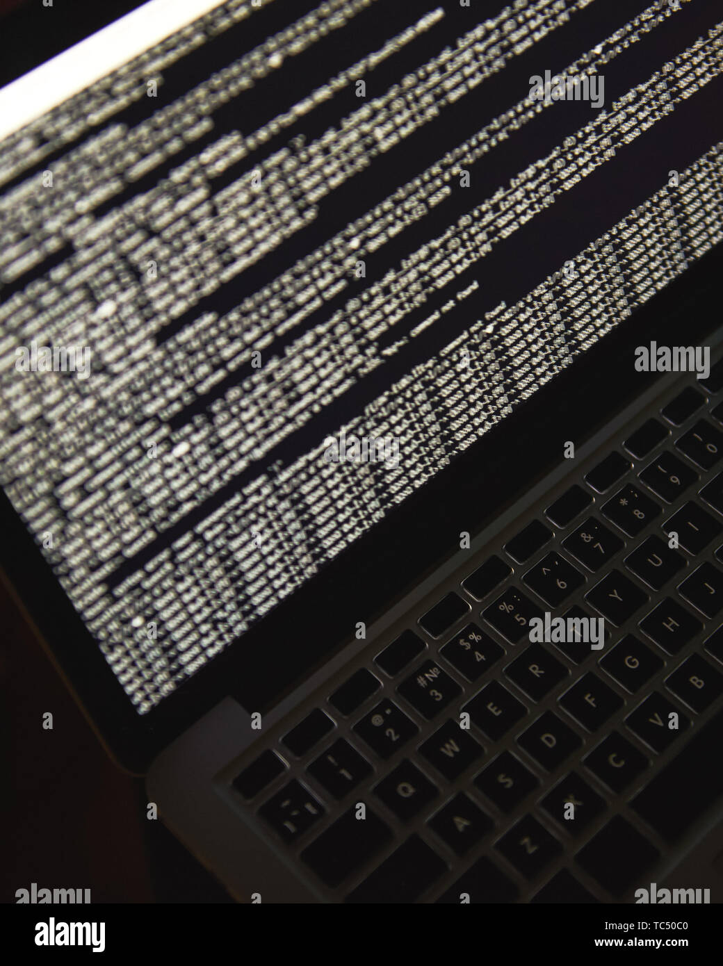 Hacking Server Close Up Photo Of Laptop Screen With Binary Code Cyber Attack Cyber Security
