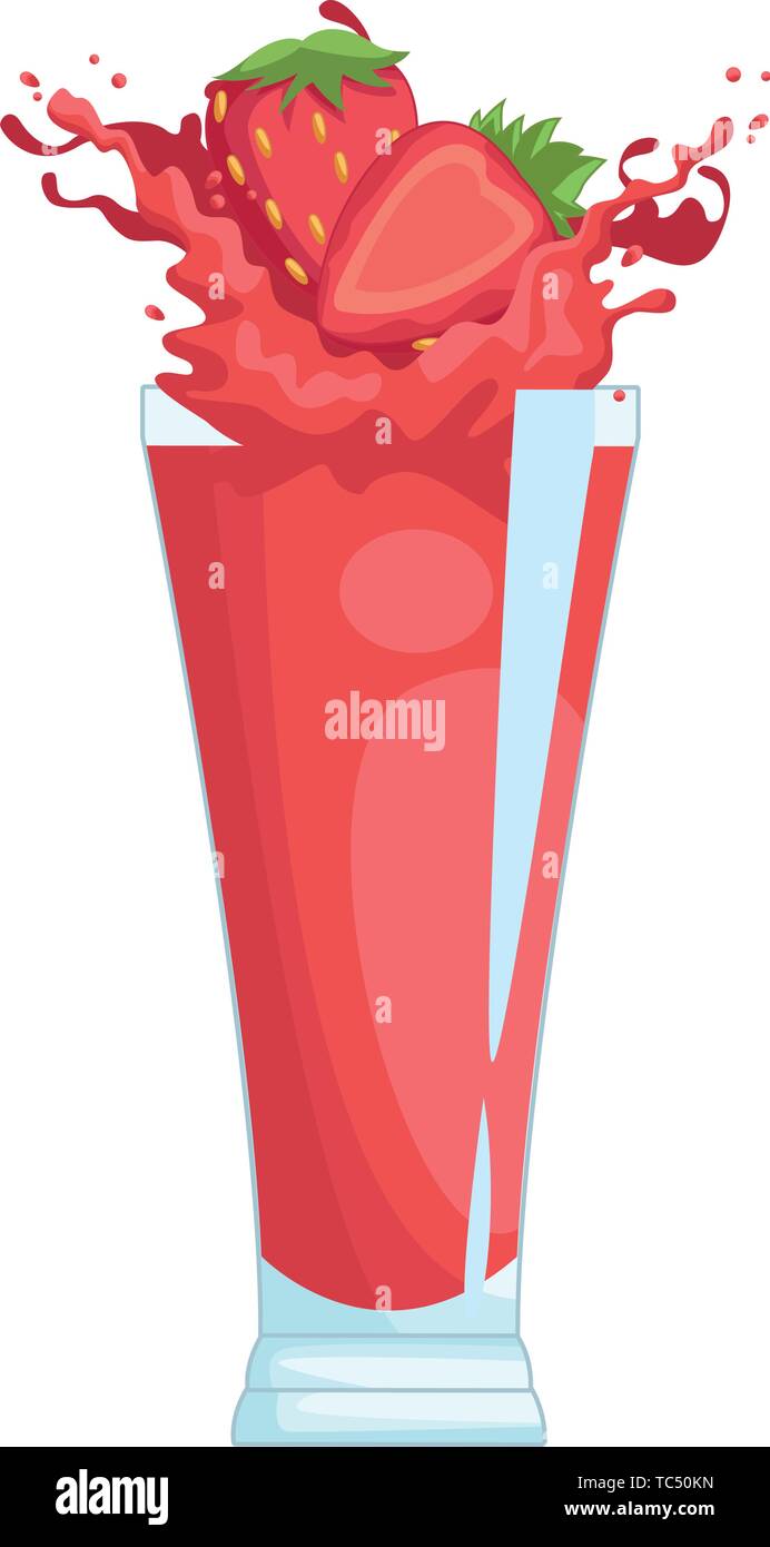 Strawberries splashing refreshment drink cartoon Stock Vector Image ...