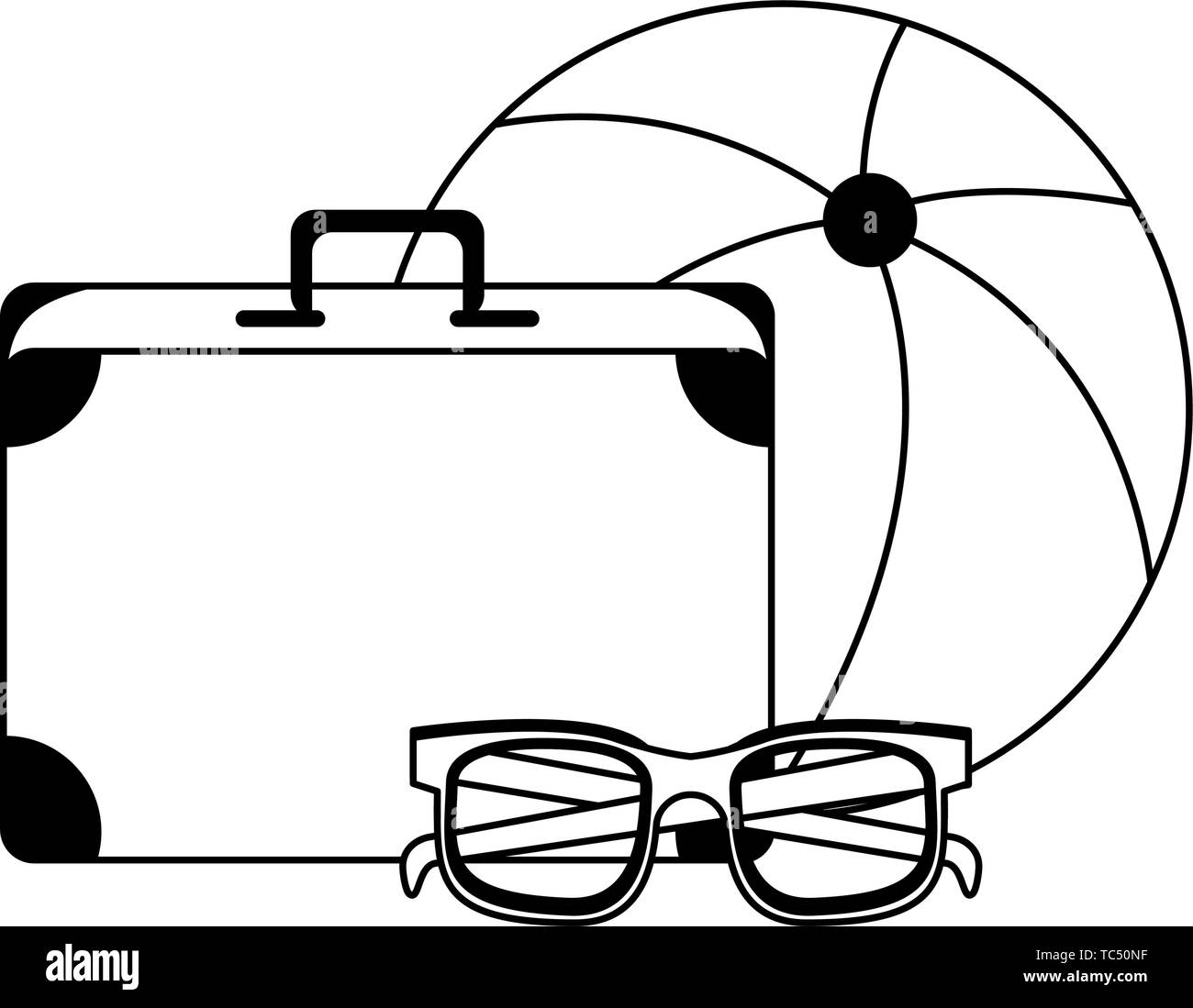 Summer travel and vacations cartoons in black and white Stock Vector ...