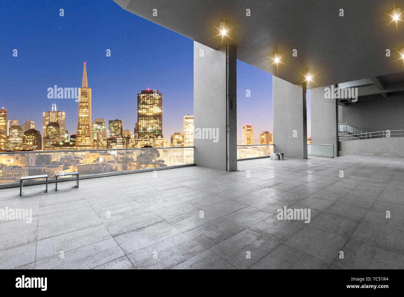 empty floor with modern buildings in modern city Stock Photo - Alamy