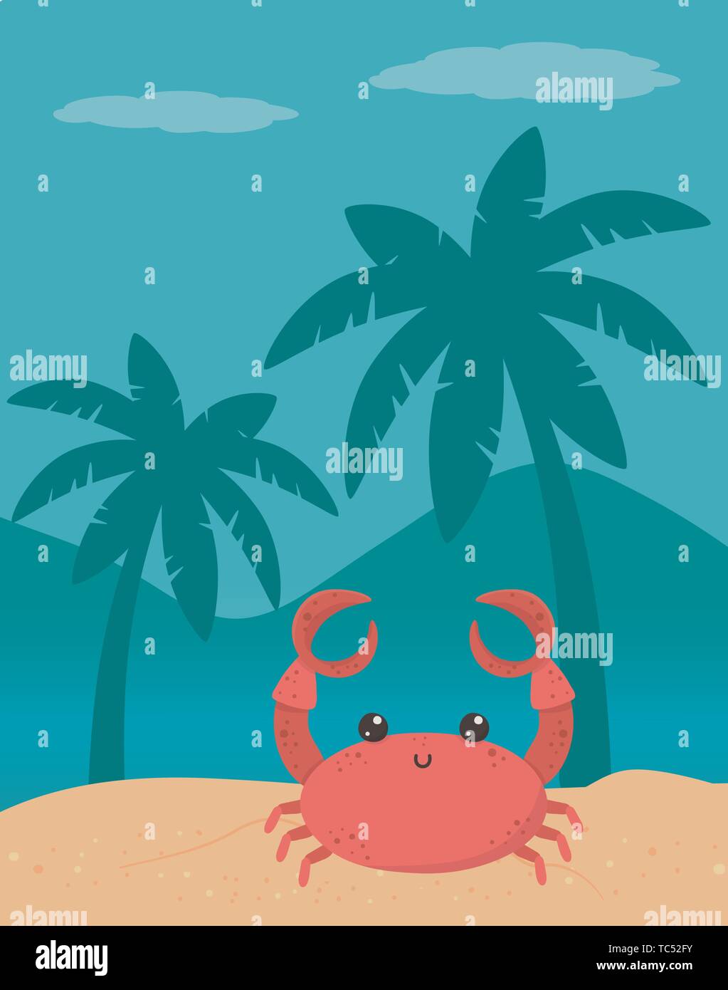 Crab cartoon design, Ocean nature beach underwater and aquarium theme ...