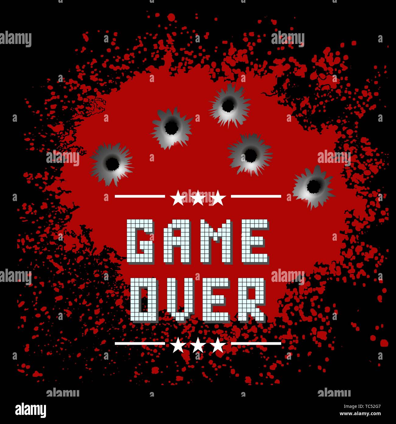 Retro Game Over Sign with Red Drops. Gaming Concept. Video Game Screen ...