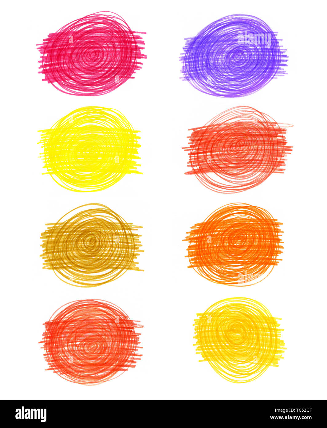 Set of abstract color drawn elements on white background for design ...