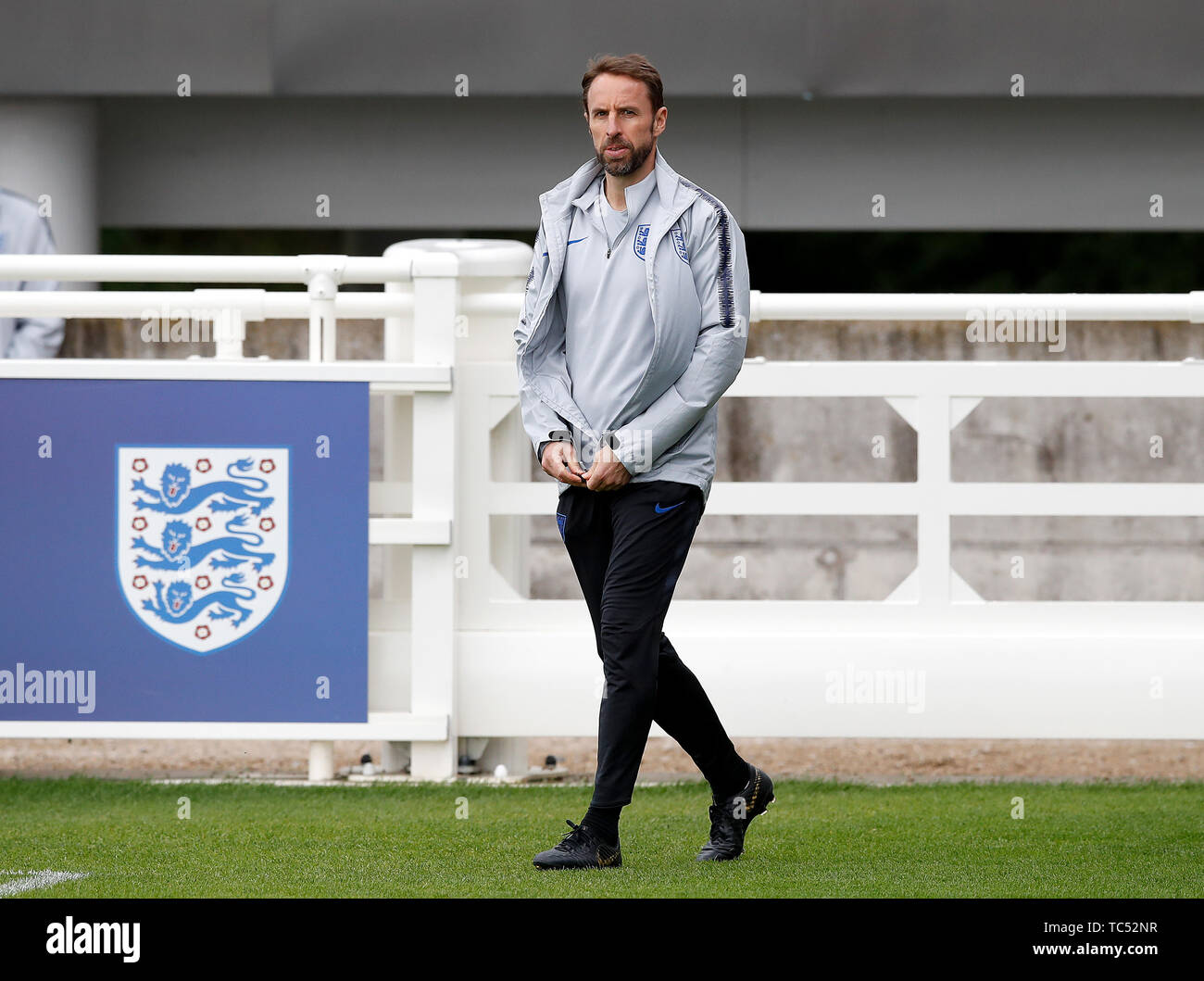 England manager Gareth Southgate during the training session at St ...