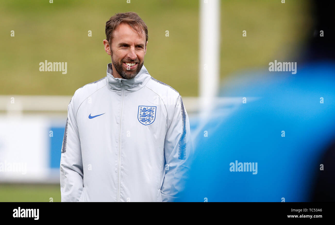 England manager Gareth Southgate during the training session at St ...