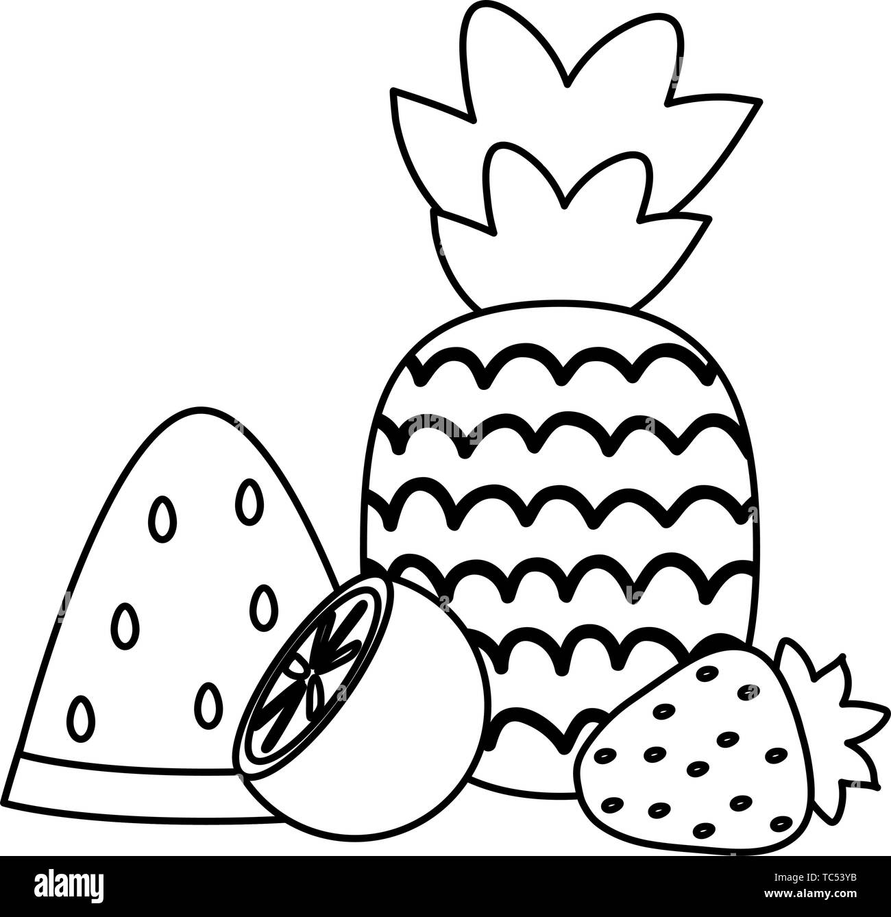 Tropical and subtropical fruits Black and White Stock Photos & Images ...