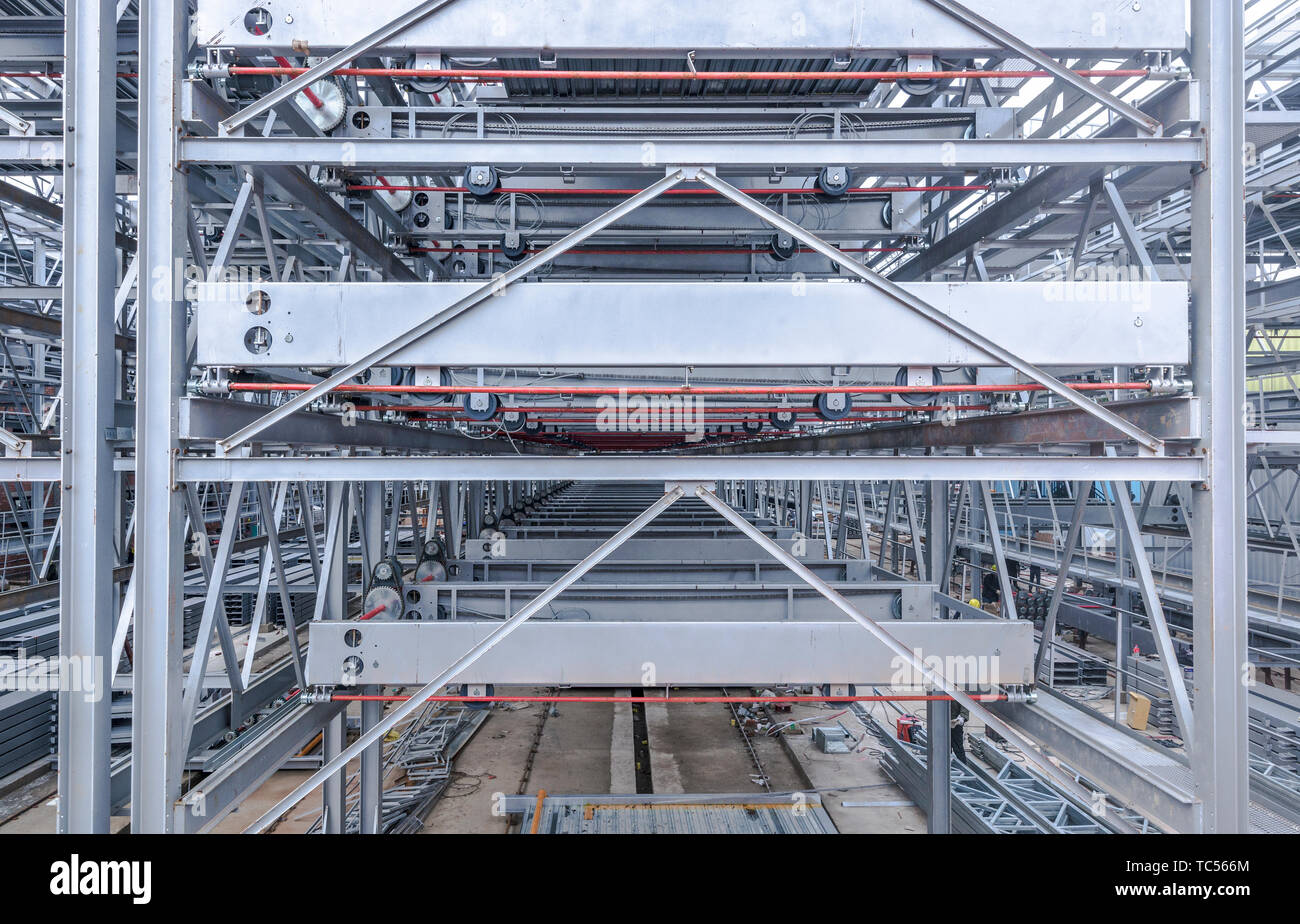 Modern steel structure three-dimensional parking lot Stock Photo - Alamy