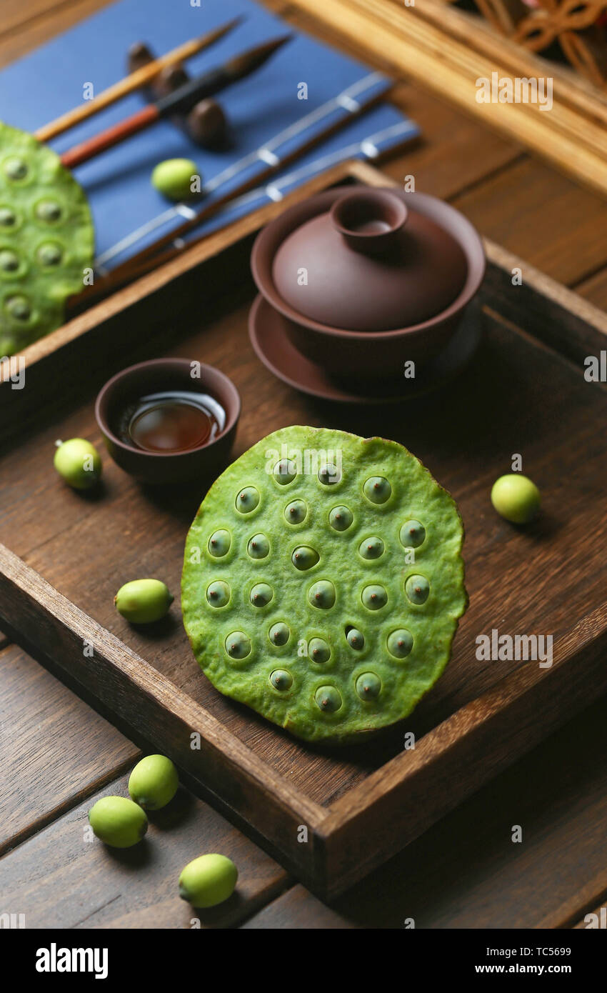 Fresh lotus seeds and lotus pens Stock Photo - Alamy
