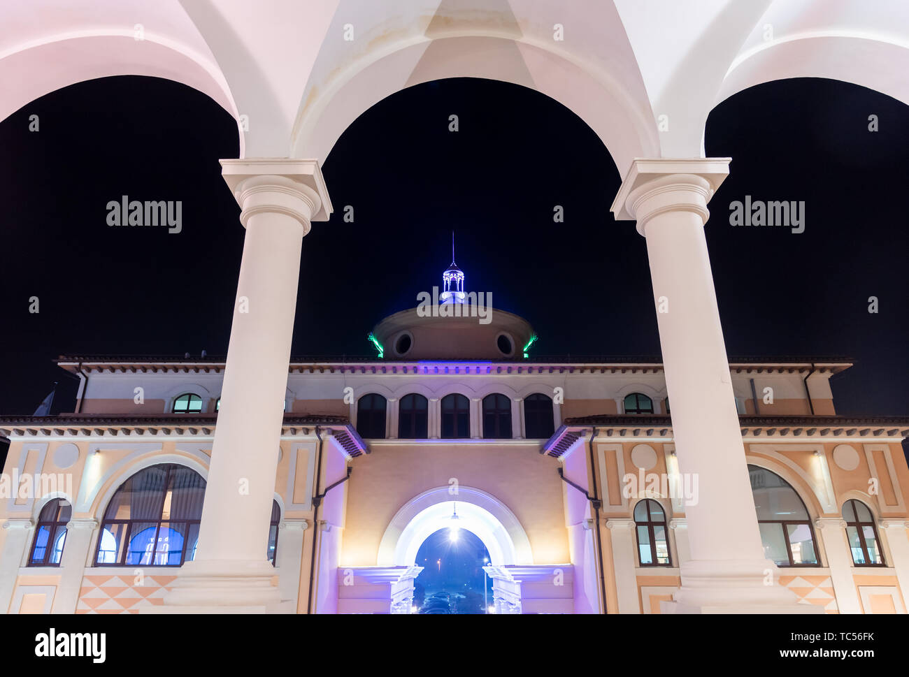 Architectural night view of the small town of Florence in Shanghai ...