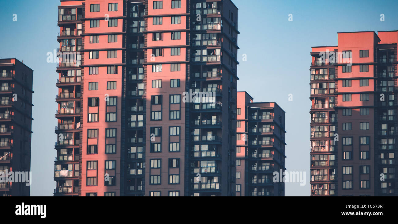 Modern buildings in the city with taller houses of residents hi-res ...