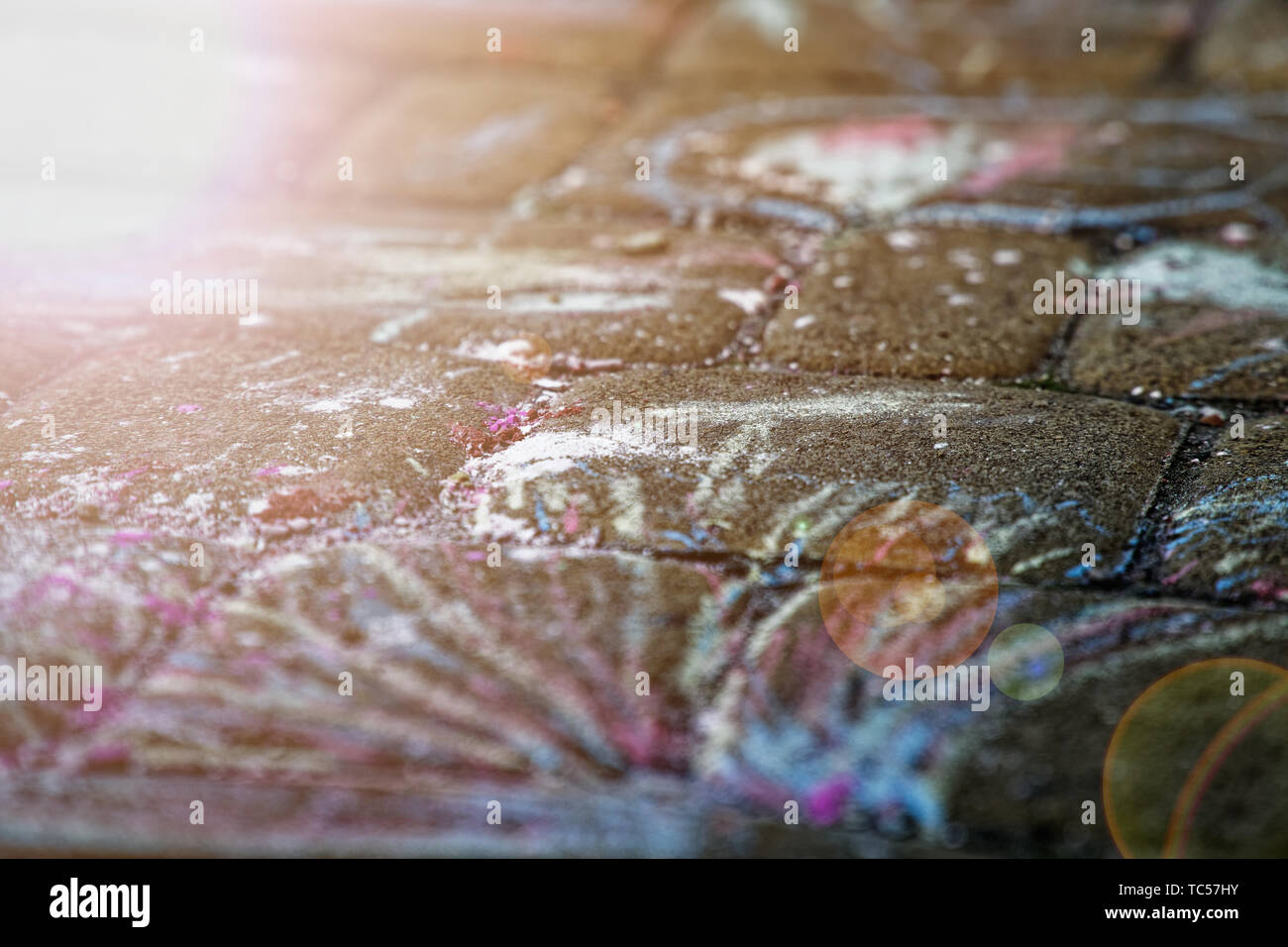 Chalk painting of an abstract lines on the pavement Stock Photo - Alamy