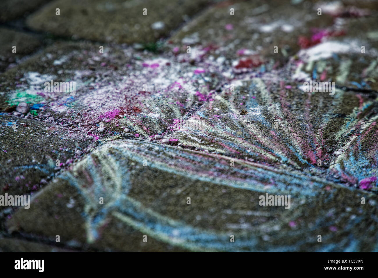 Chalk painting of an abstract lines on the pavement Stock Photo - Alamy