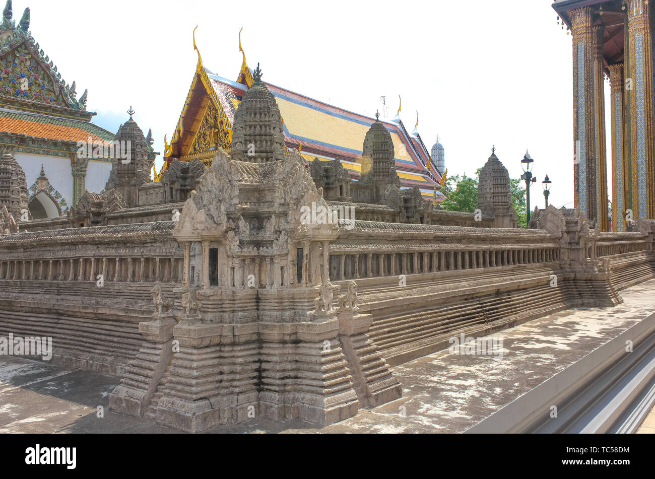 Angkor Wat model at Wat Phra Kaew,Temple of Emerald Buddha in Bangkok ...