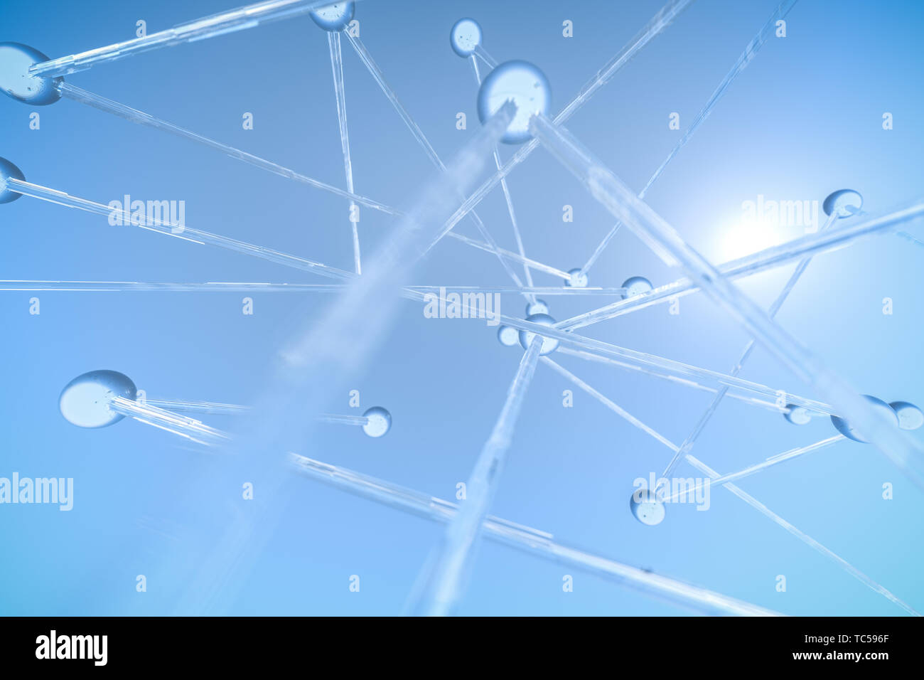 Circular nodes and line structures, three-dimensional rendering Stock ...
